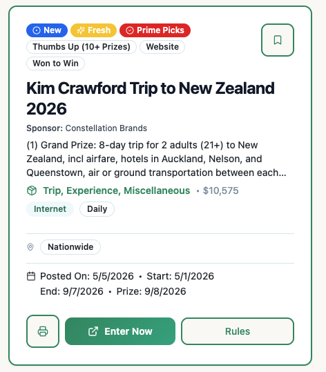 Try SweepSheet Free for a Week | Smart Sweepstakes Alerts